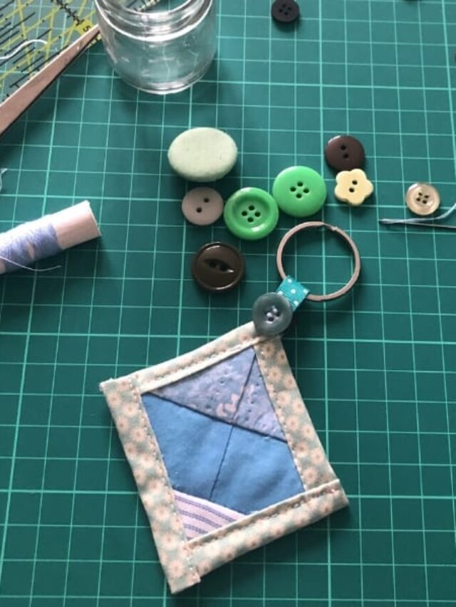 Mini Quilt-as-you-go Keychains Tutorial Story - Scrap Fabric Love