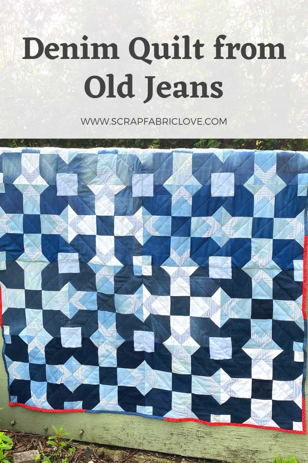 Reversible Denim Quilt from Old Jeans - My First Denim Quilt!