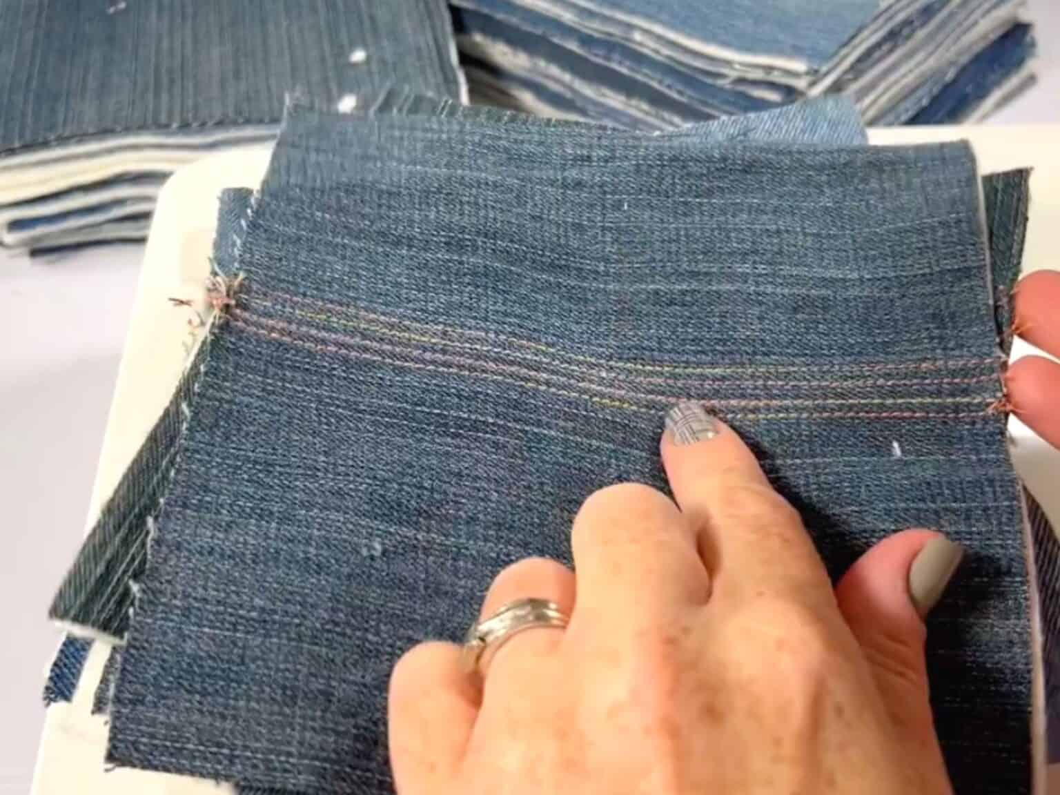 Fun Denim Quilt Blocks (Use your binding scraps for these QAYG Blocks!)