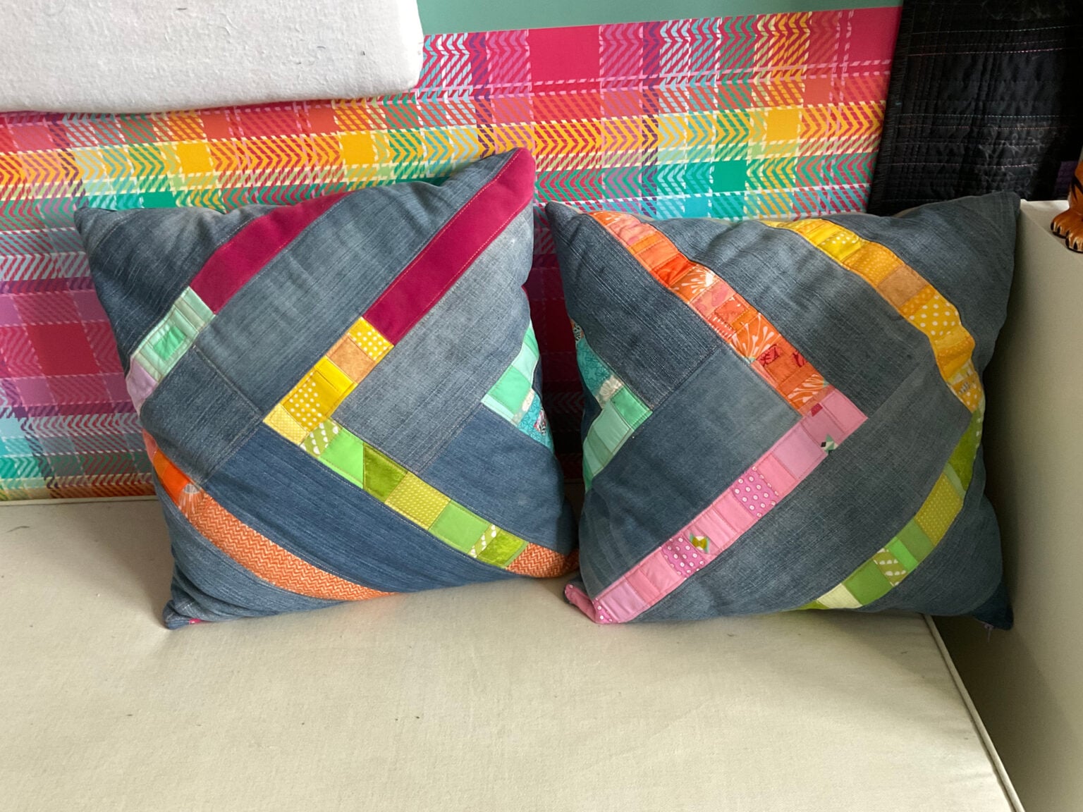 DIY Cushion Cover: Scrappy Chevron Style - Scrap Fabric Love