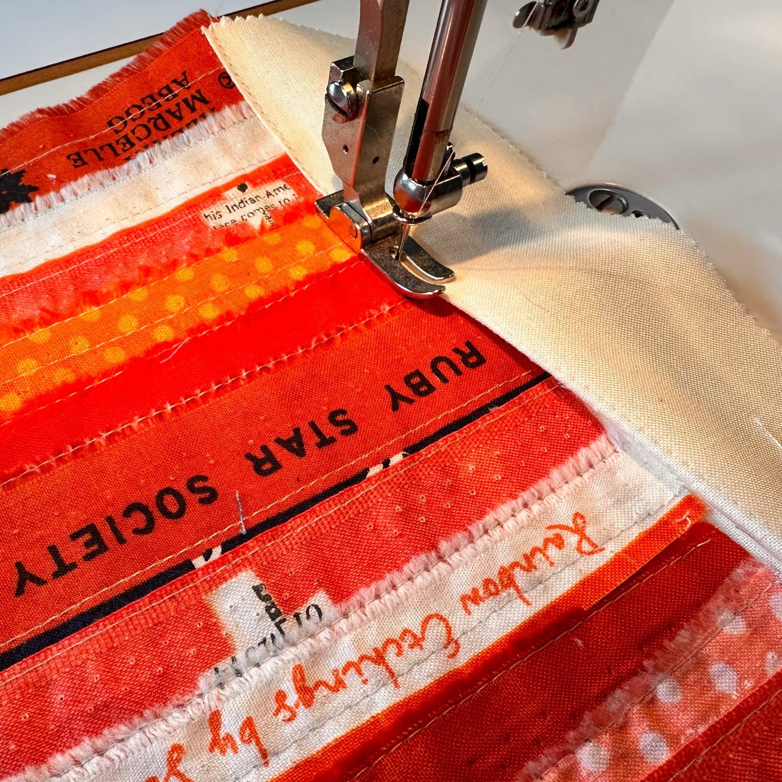 Color Coordinated Selvage Edge Quilt Block - Scrap Fabric Love