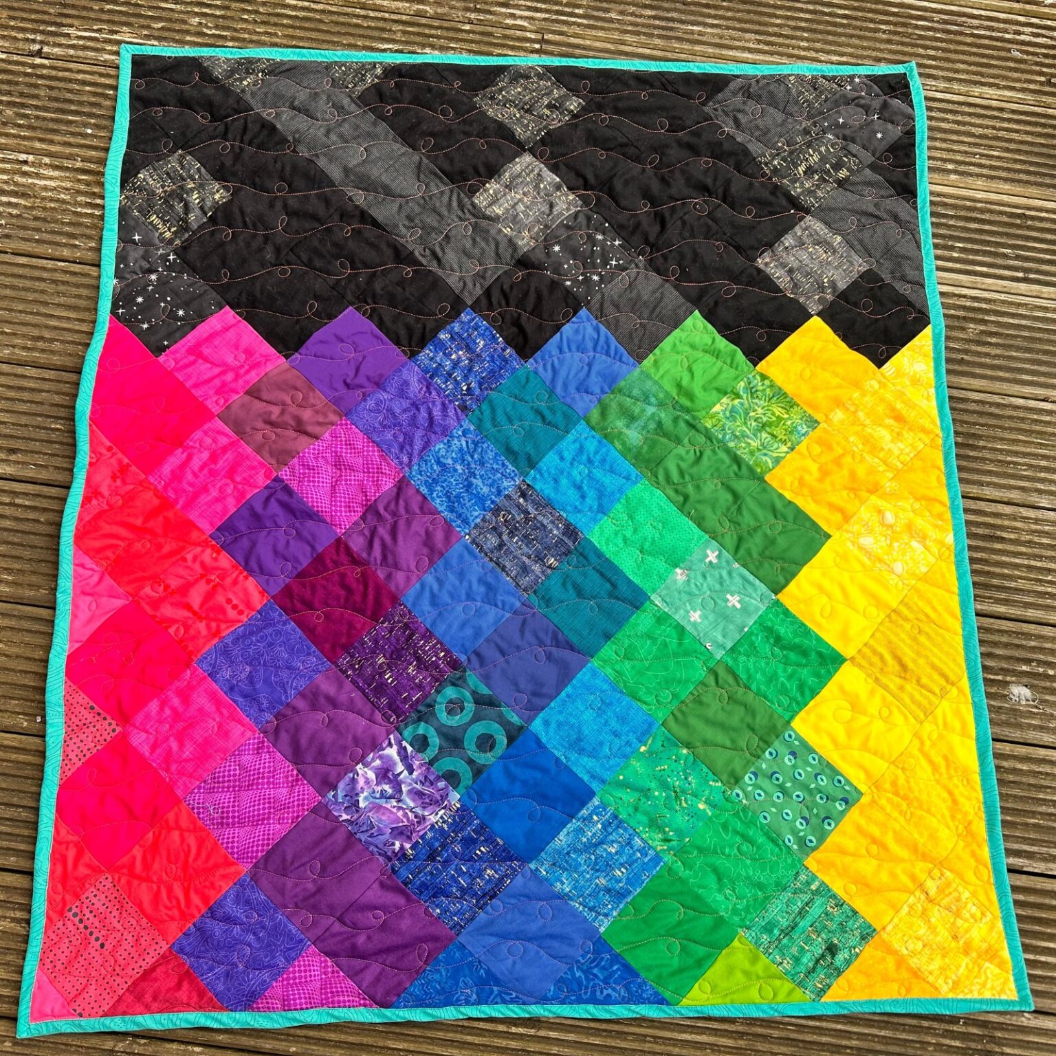 Easy Rainbow On-Point Charm Pack Quilt - Scrap Fabric Love