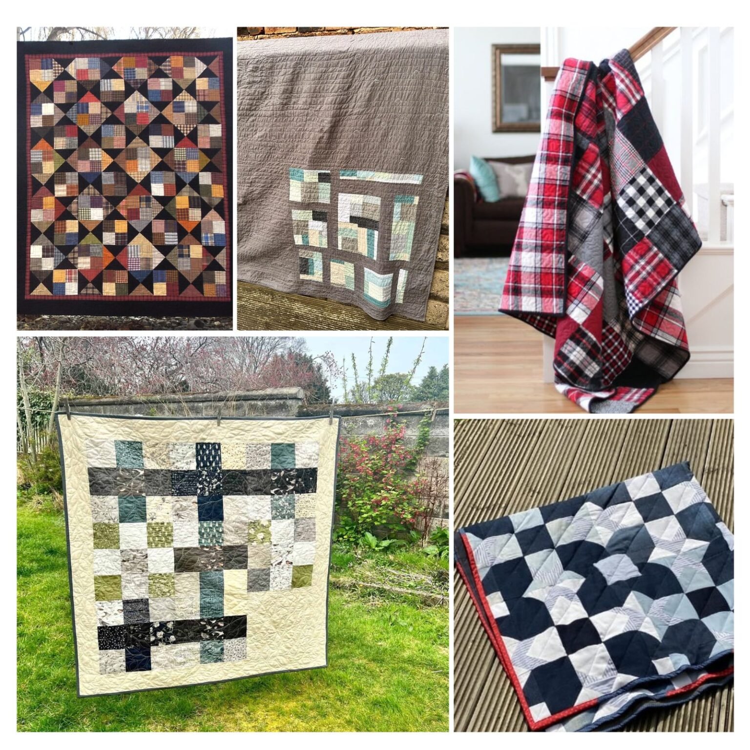 How to Make a 'Masculine Quilt'...12 Unfussy Quilt Patterns to Try - Scrap Fabric Love
