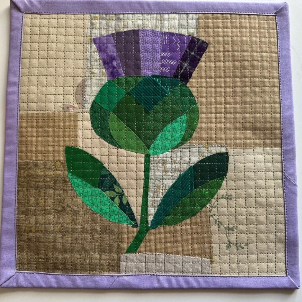 Modern Thistle Collage Quilt Pattern (a scrap-friendly mini art quilt ...